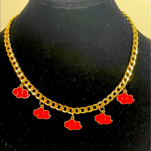 Accessories | Golden Naruto Akatsuki Red Cloud Anime Necklace | Poshmark